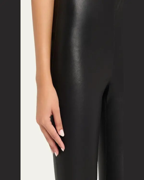 Alice + Olivia Lennox Mid-rise Leather Leggings - Black