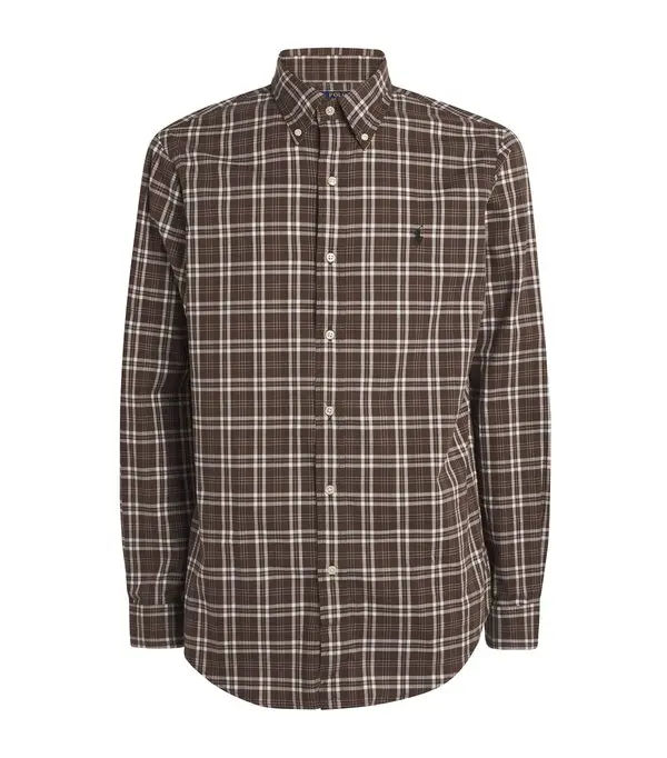 Polo Ralph Lauren Cotton Flannel Check Custom Fit Shirt - Beige