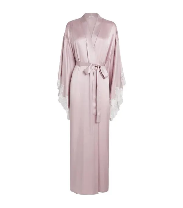 BOCAN Satin Lace-trim Heidi Robe - Pink