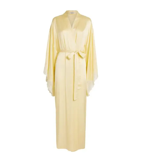 BOCAN Satin Lace-trim Heidi Robe - Yellow