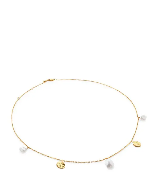 Monica Vinader Vermeil And Pearl Capri Necklace - Gold