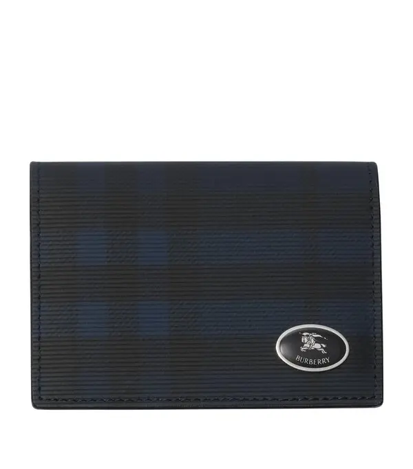 Burberry Check Bifold Card Holder - Navy