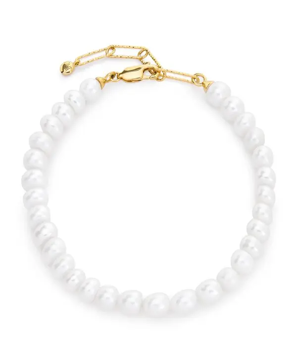 Monica Vinader Vermeil And Pearl Nomade Bracelet - Gold
