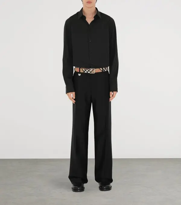 Burberry Leather Check Reversible B-buckle Belt