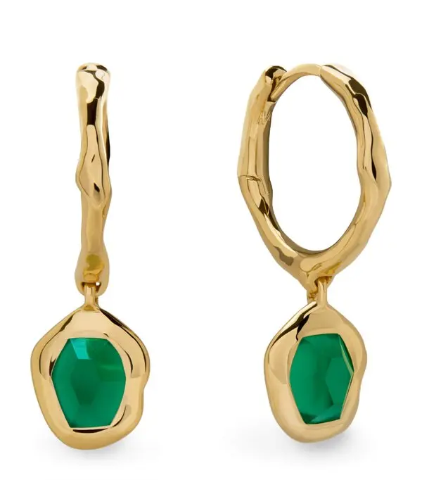 Monica Vinader Vermeil And Onyx Odyssey Huggie Earrings - Gold