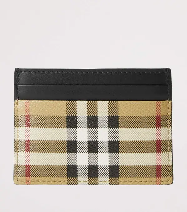 Burberry Calf Leather Check Card Holder