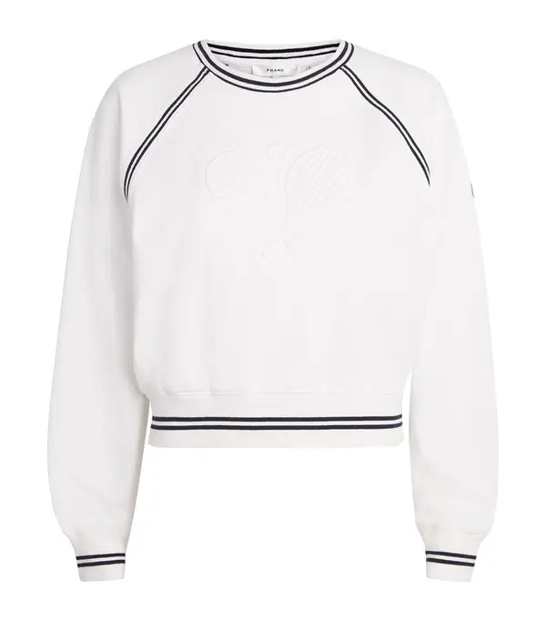 FRAME Stretch-cotton Tennis Sweatshirt - White