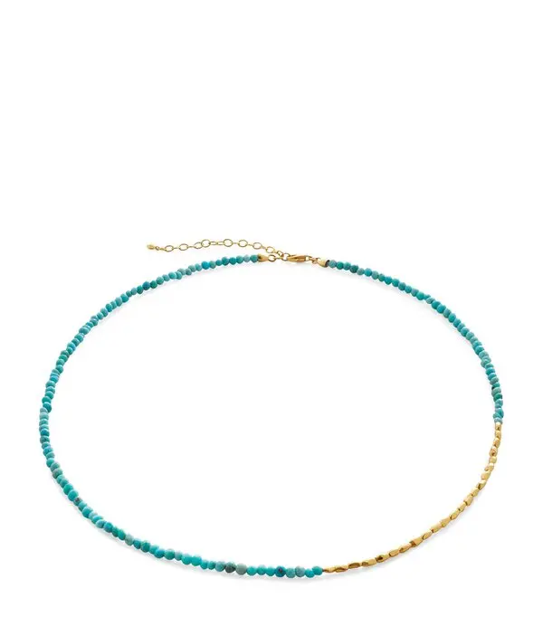 Monica Vinader Vermeil And Turquoise Beaded Necklace - Gold