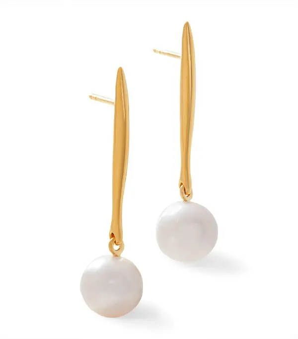 Monica Vinader Vermeil And Pearl Nura Drop Earrings - Gold