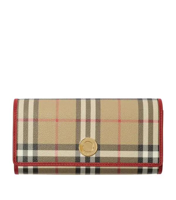 Burberry Check Continental Wallet - Burgundy