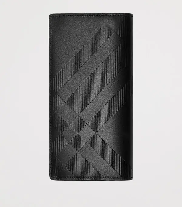 Burberry Leather Embossed Check Continental Wallet