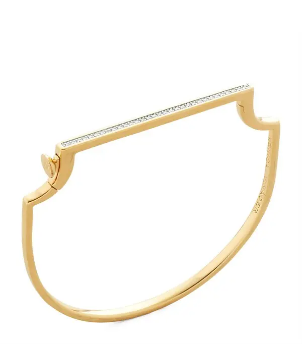 Monica Vinader Vermeil And Diamond Slim Signature Bangle - Gold