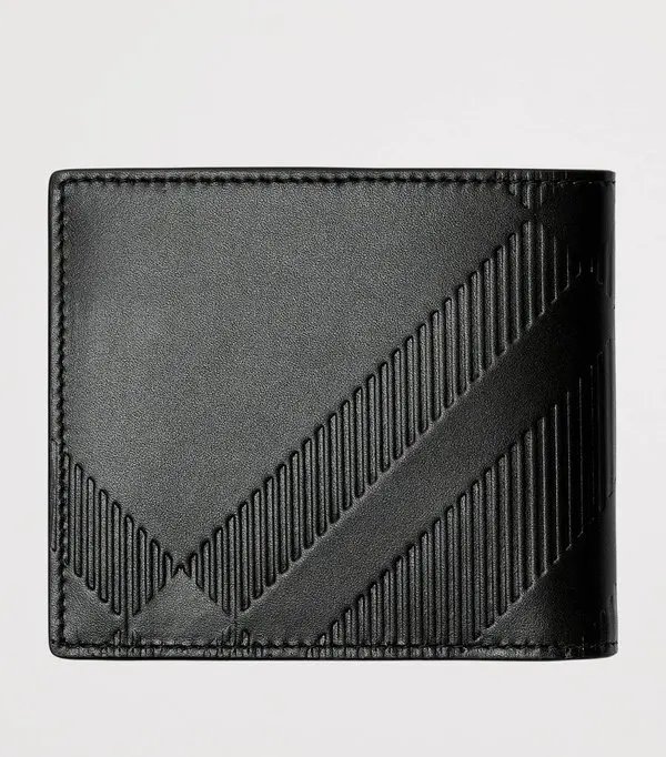 Burberry Leather Embossed Check Bifold Coin Wallet