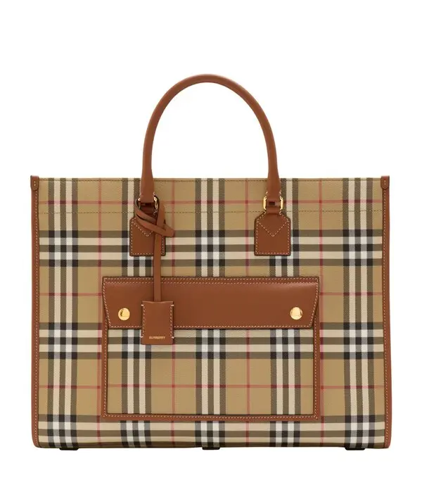 Burberry Check Freya Tote - Brown