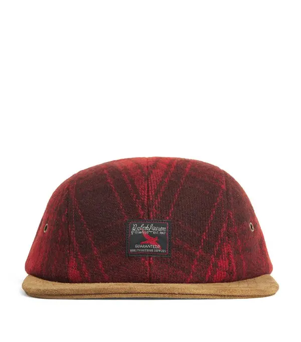 Ralph Lauren Plaid Wool-leather Cap - Red