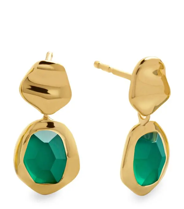 Monica Vinader Vermeil And Onyx Odyssey Earrings - Gold
