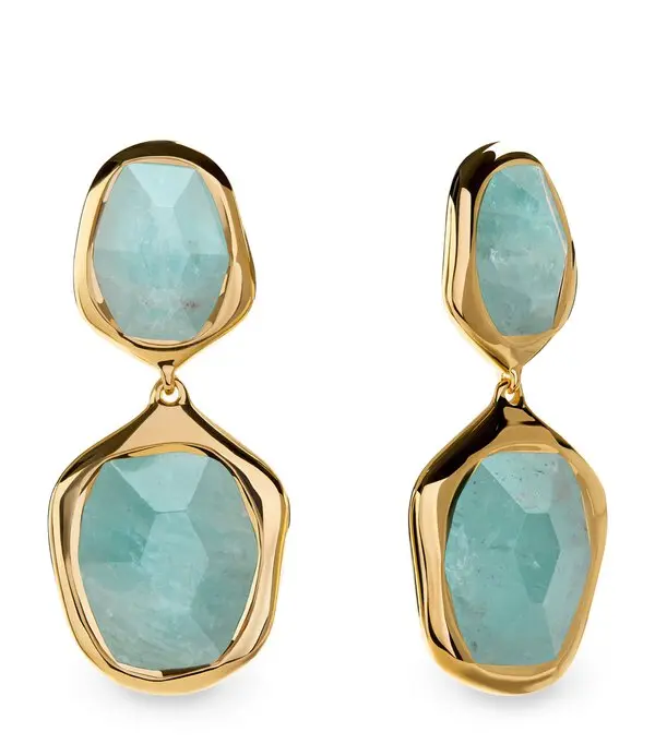 Monica Vinader Vermeil And Aquamarine Odyssey Cocktail Earrings - Gold