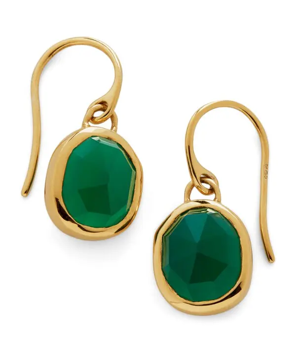 Monica Vinader Vermeil And Green Onyx Siren Earrings - Gold