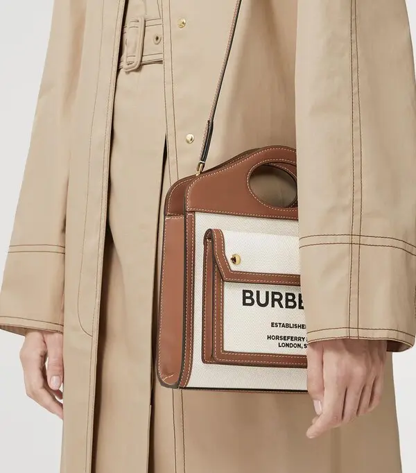 Burberry Mini Canvas Pocket Bag - Brown