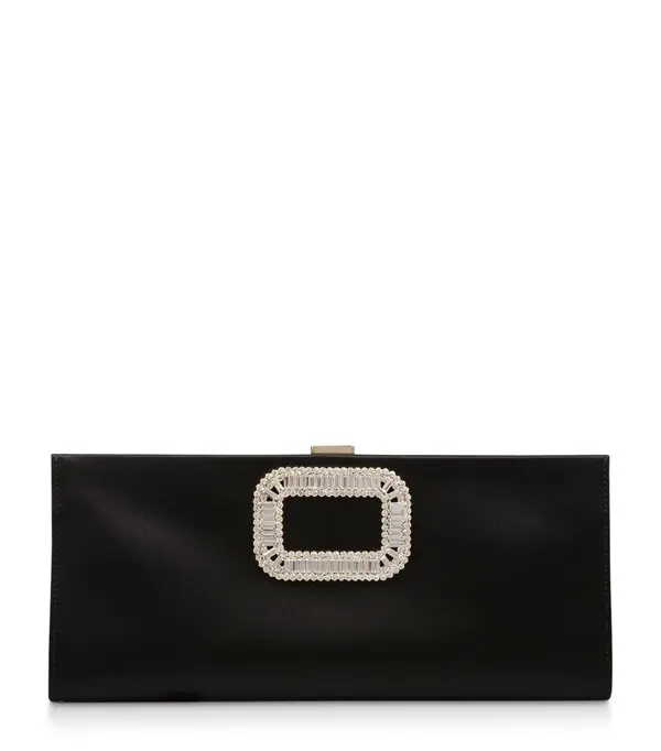 ROGER VIVIER Satin Pilgrim Clutch - Black