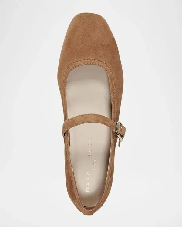 Marc Fisher Garissa Suede Mary Jane Flats - Mdbrwn
