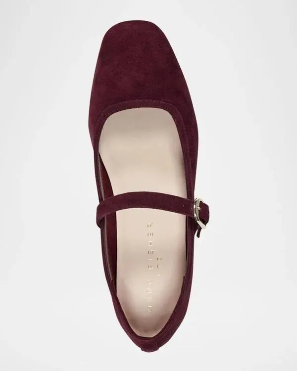Marc Fisher Garissa Suede Mary Jane Flats - Red