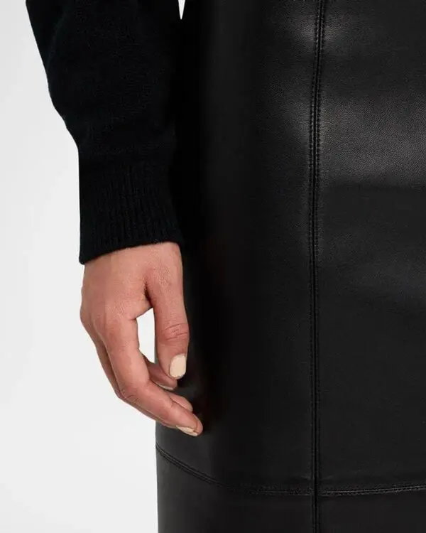 A.L.C. Marta Leather Midi Skirt - Black