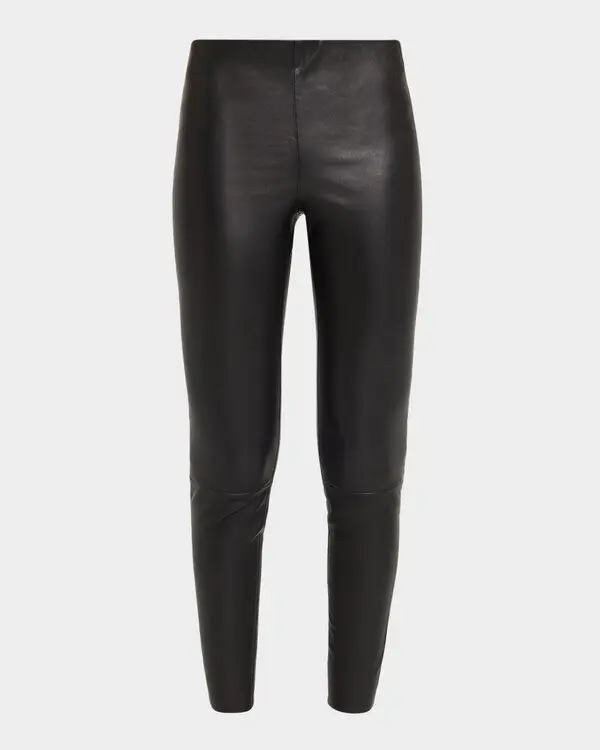 Alice + Olivia Lennox Mid-rise Leather Leggings - Black