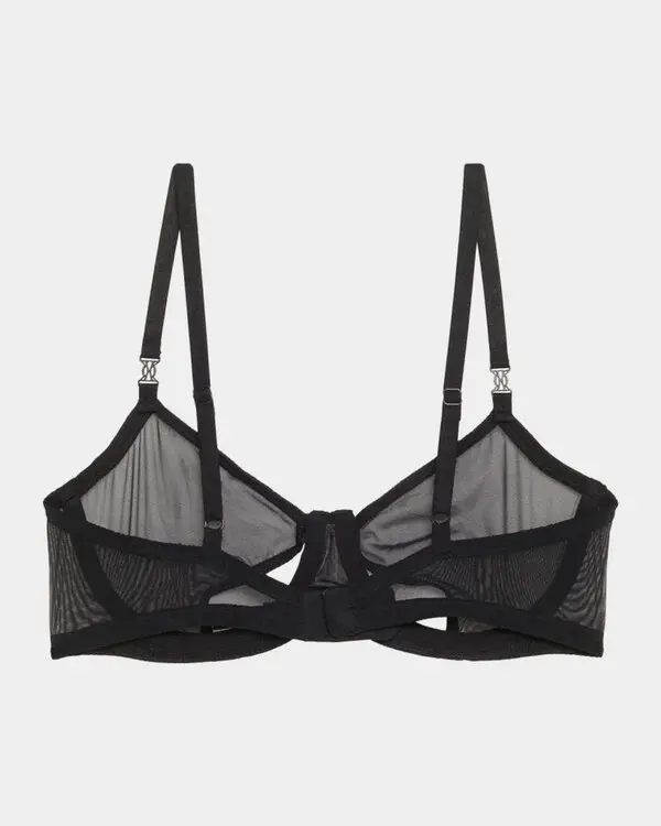 Kiki De Montparnasse Brienne Cutout Mesh Balconette Bra - Black