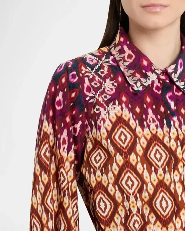 Figue Daisy Medallion-striped Maxi Shirtdress