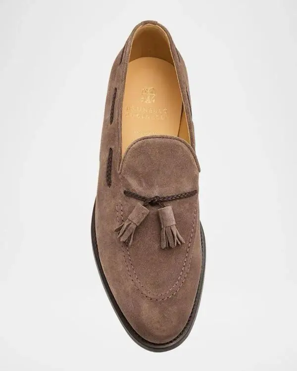 Brunello Cucinelli Suede Tassel Loafers - Medium Brown