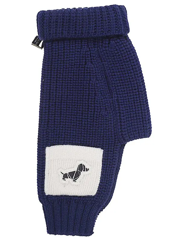 POLDO DOG COUTURE Knitwear Patch Wool Dog Sweater - Blue