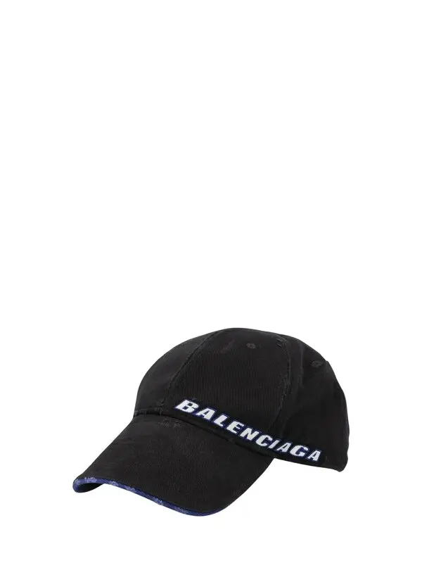 Balenciaga Baseball Cap With Distressed Detailing - Black