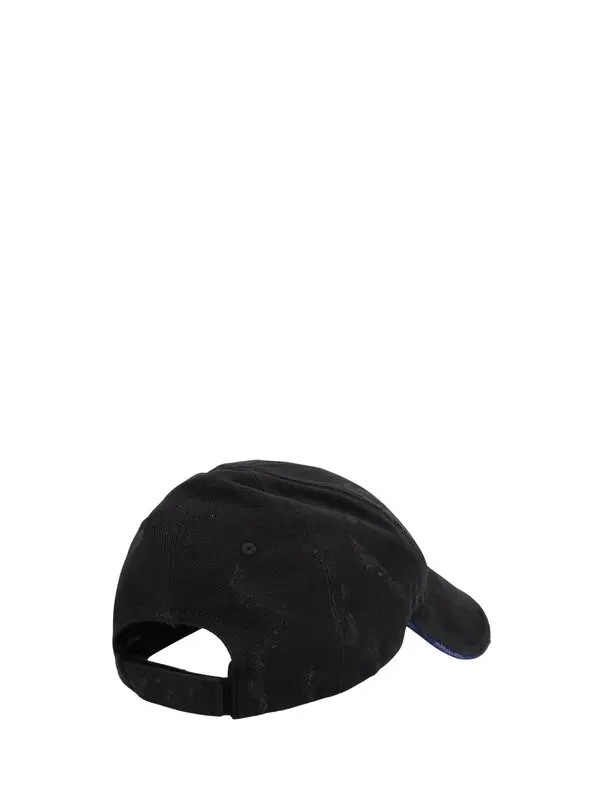 Balenciaga Baseball Cap With Distressed Detailing - Black