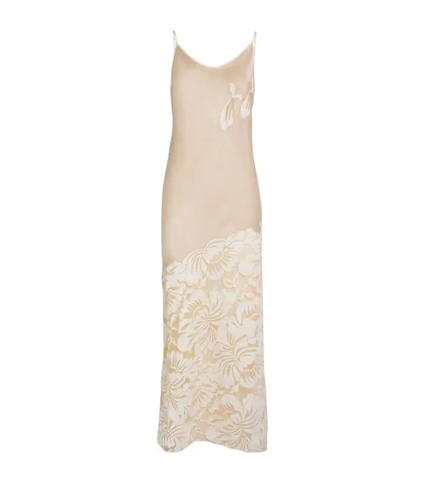 BOCAN Satin Embellished Elia Nightdress - Beige
