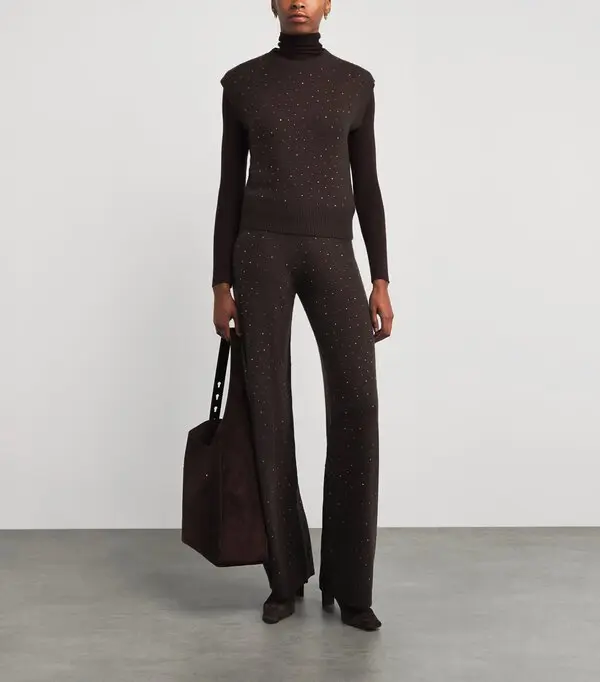 ALLUDE Wool-cashmere Embellished Sleeveless Sweater