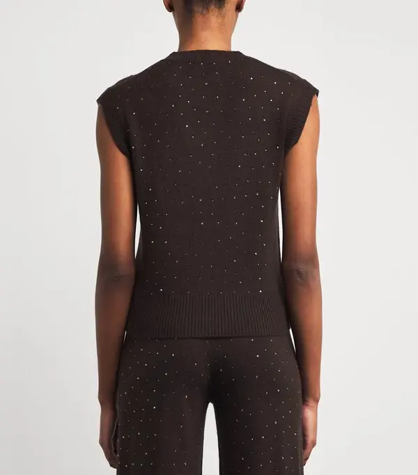 ALLUDE Wool-cashmere Embellished Sleeveless Sweater