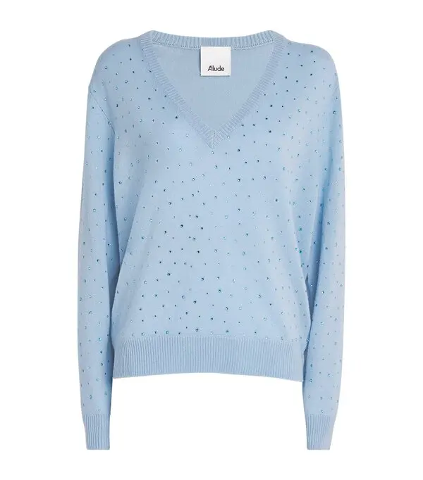 ALLUDE Wool-cashmere Crystal-embellished Sweater