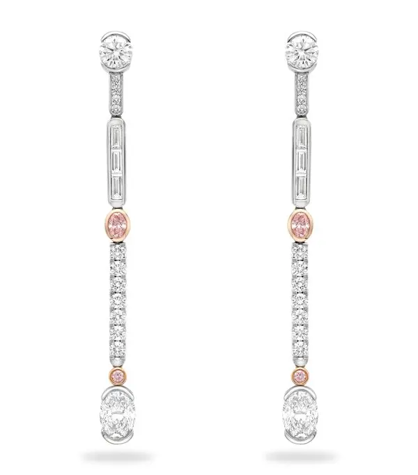 BOODLES Platinum, Rose Gold And Diamond Drop Earrings - Silver