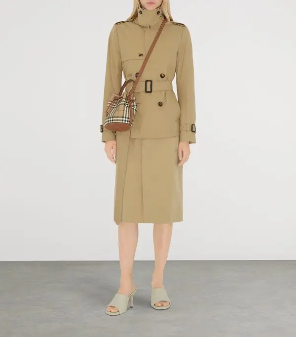 Burberry Mini Check Bucket Bag - Brown
