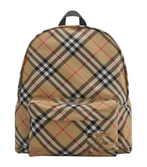 Burberry Check Pattern Backpack - Beige