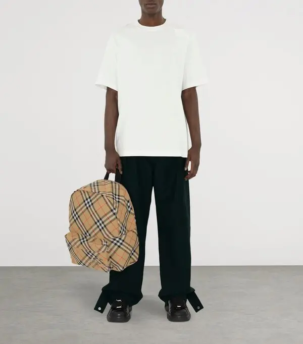 Burberry Check Pattern Backpack - Beige