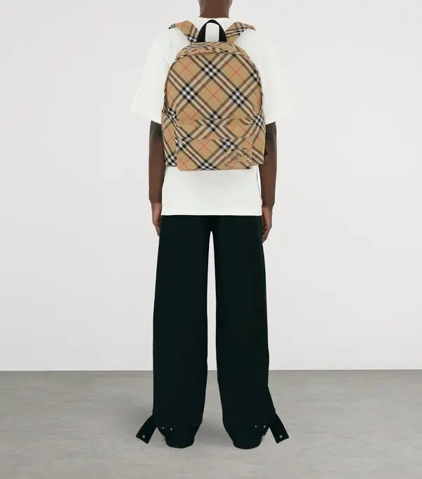 Burberry Check Pattern Backpack - Beige