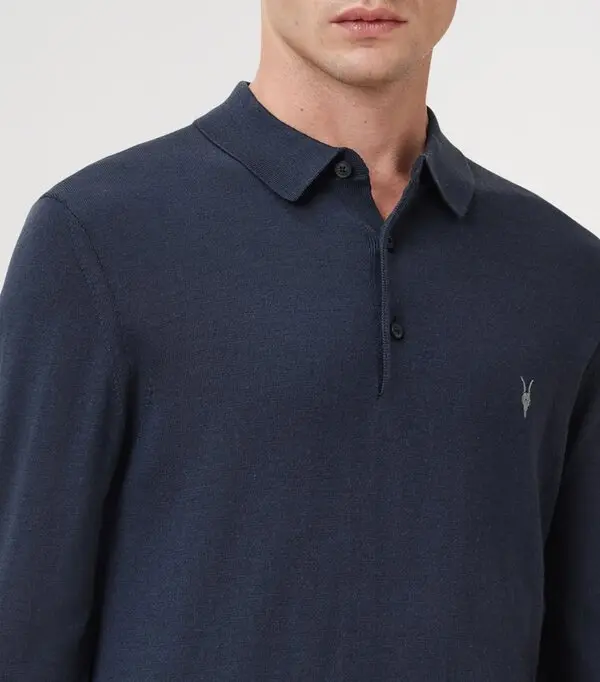 ALLSAINTS Merino Wool Long-sleeve Mode Polo Shirt