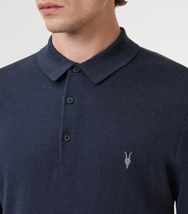 ALLSAINTS Merino Wool Long-sleeve Mode Polo Shirt