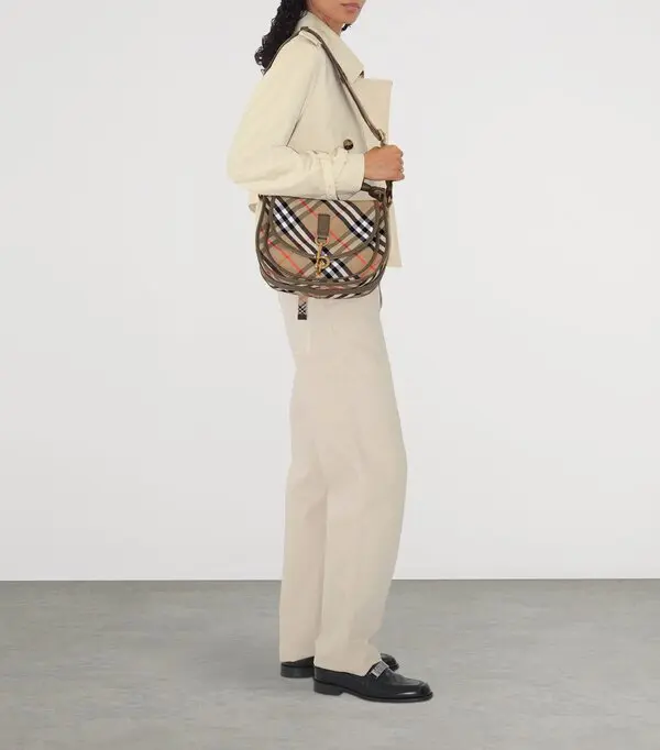 Burberry Canvas Check B Clip Messenger Bag - Beige