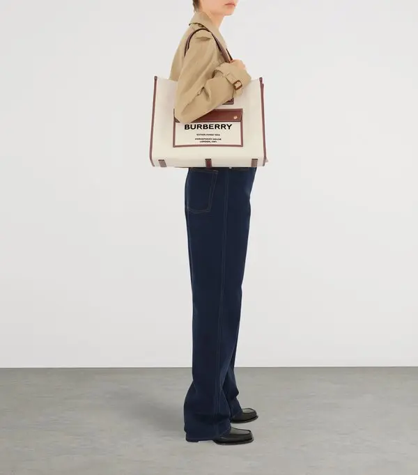 Burberry Medium Canvas Freya Tote - Beige