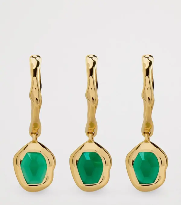 Monica Vinader Vermeil And Onyx Odyssey Huggie Earrings - Gold