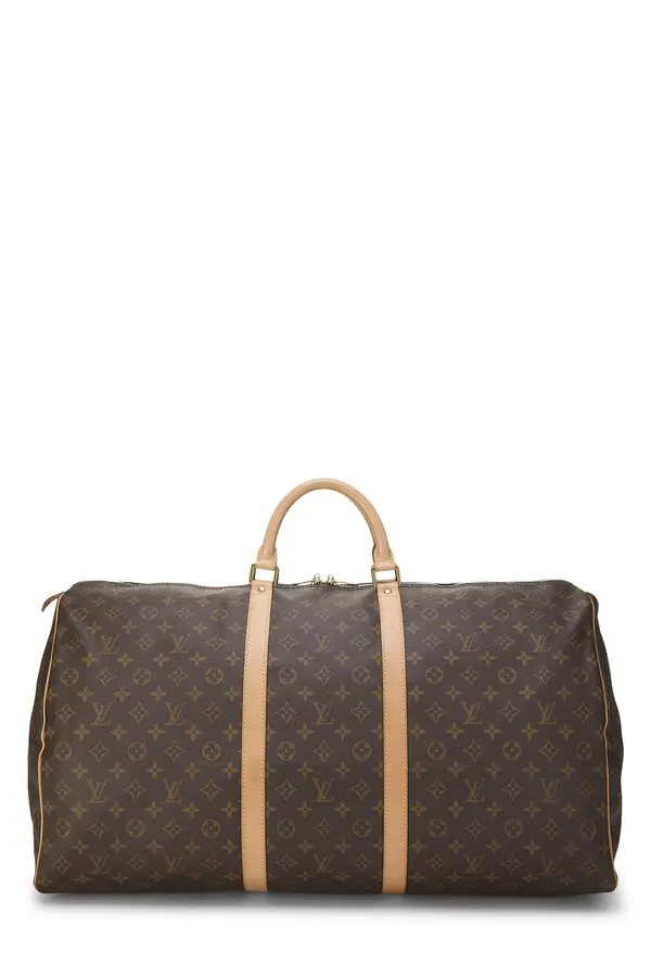 LOUIS VUITTON Monogram Keepall 60 Duffle Bag - Brown