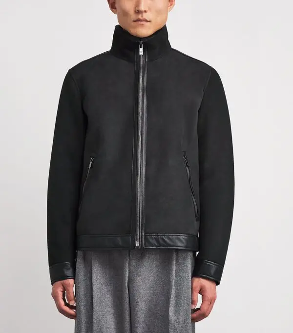 Pal Zileri Suede Shearling Bomber Jacket